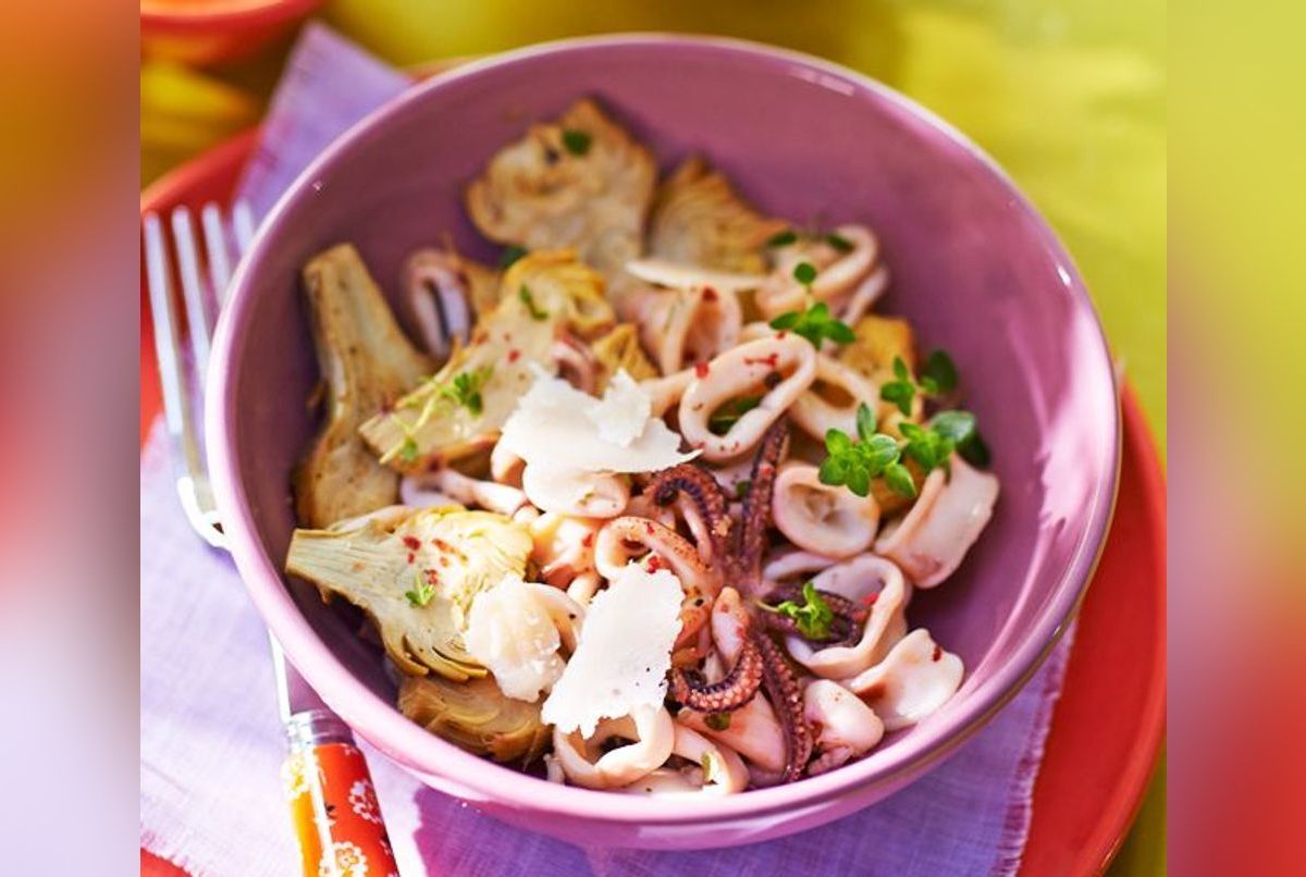 Recette de la salade de supions et artichauts violets de Julie Andrieu ...