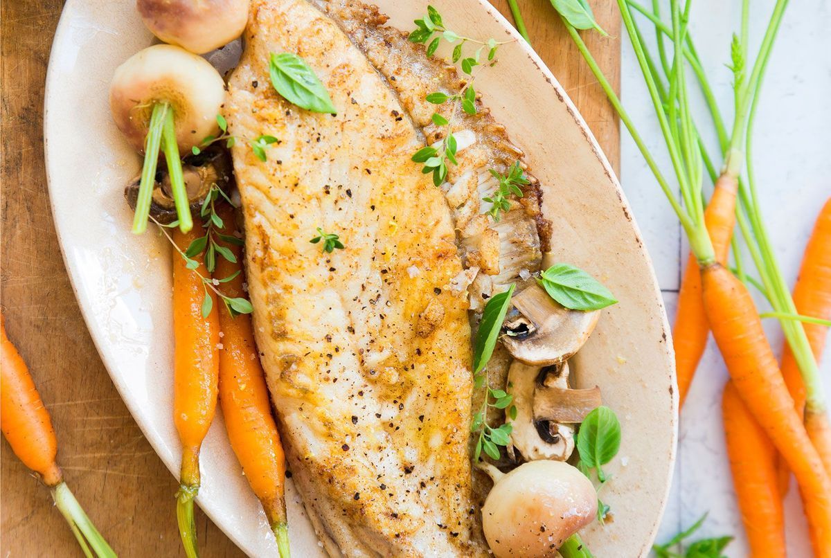 Turbot meunière et ses petits légumes